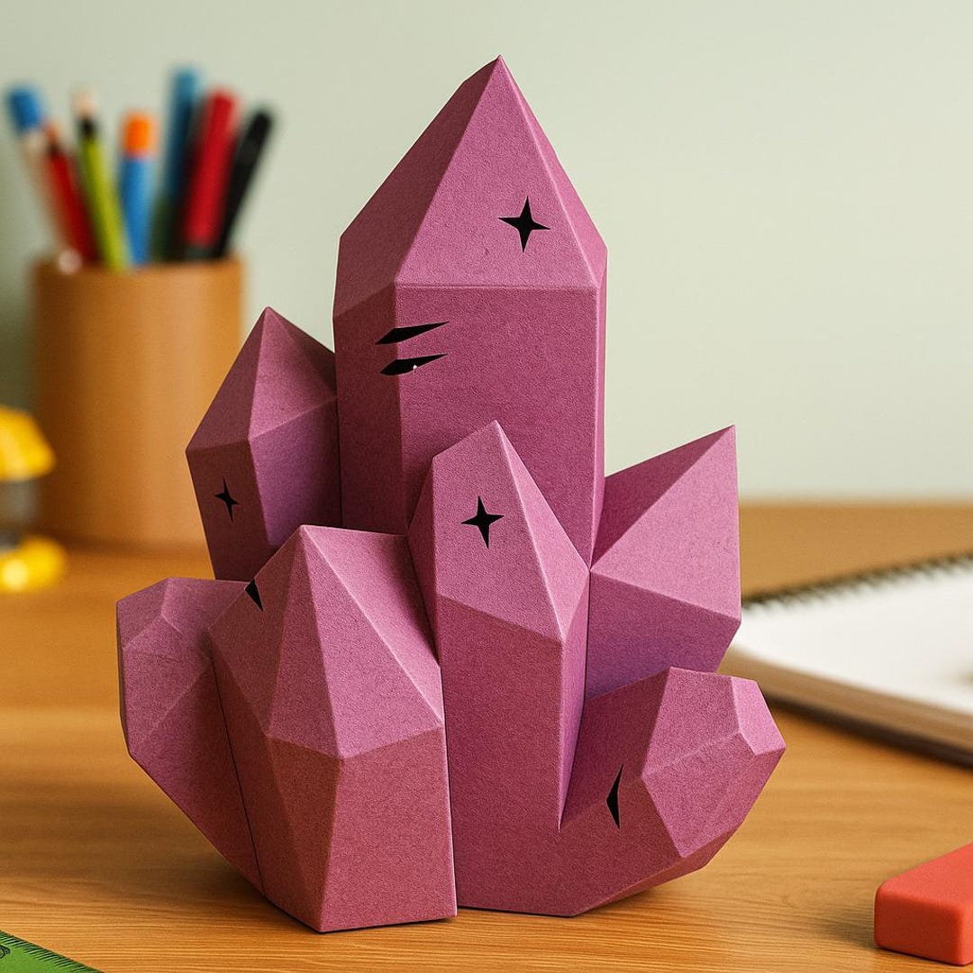 Papercraft Crystal SVG + DXF + PDF Template, Diy Paper Night Lamp, 3D ...