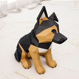 Papercraft Dog German Shepherd Template | 3D Paper Craft Dog SVG + DXF ...