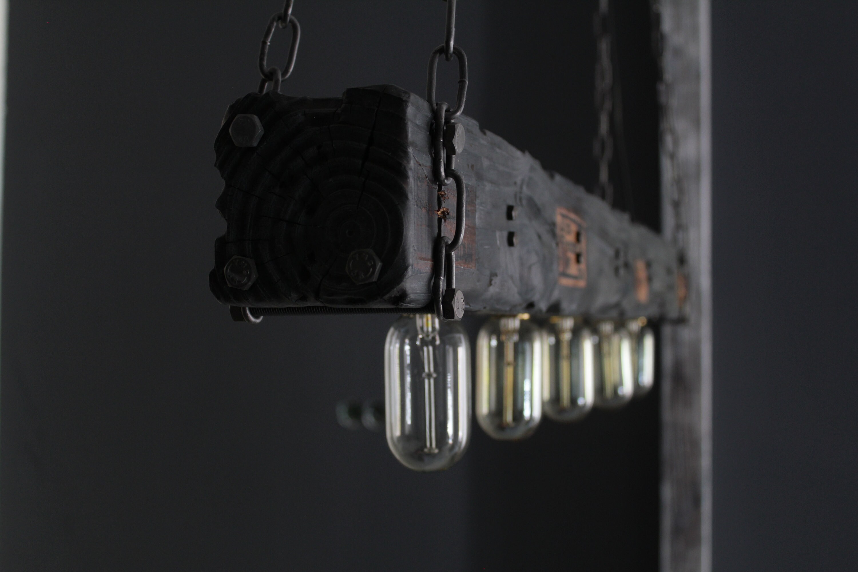 Industrial Wood Beam Ceiling Light – Reclaimed Pine, Rustic Loft ...