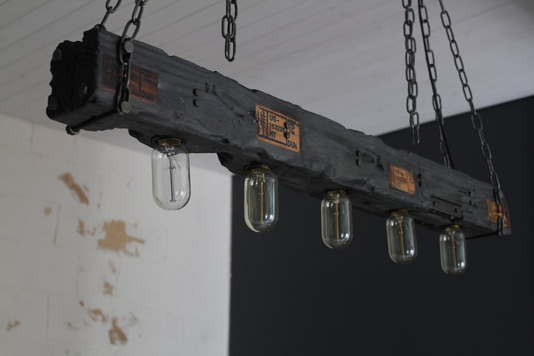 Industrial Wood Beam Ceiling Light – Reclaimed Pine, Rustic Loft ...