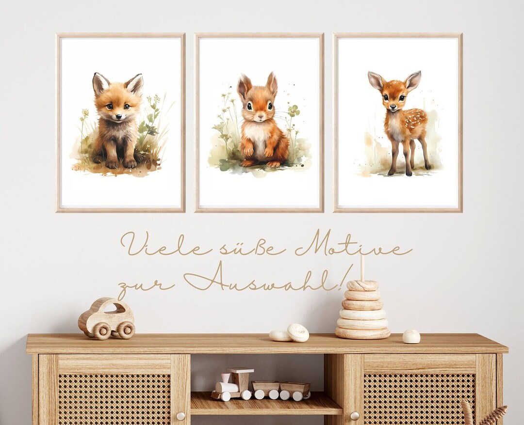 Forest Animals Poster, Set or Individual, Pictures Nursery Room Forest ...