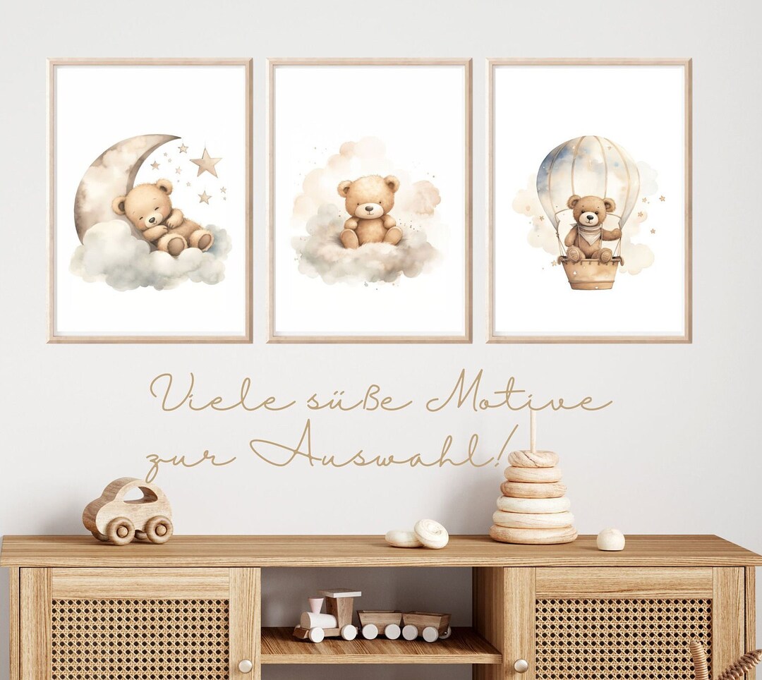 Teddy Poster A3 A4 A5, Set or Individually, Pictures Children's Room ...
