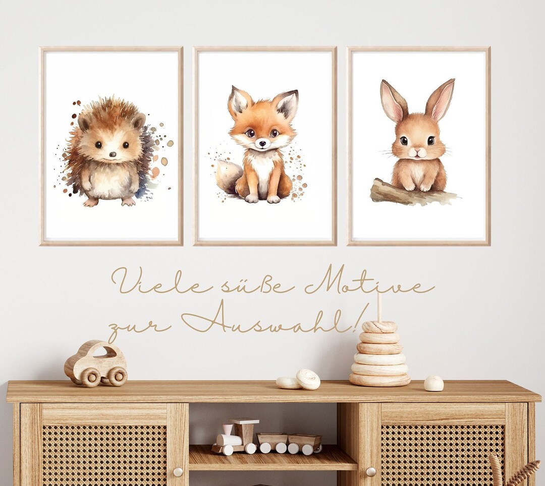 Forest Animals Poster, Set or Individual, Pictures Nursery Room Forest ...