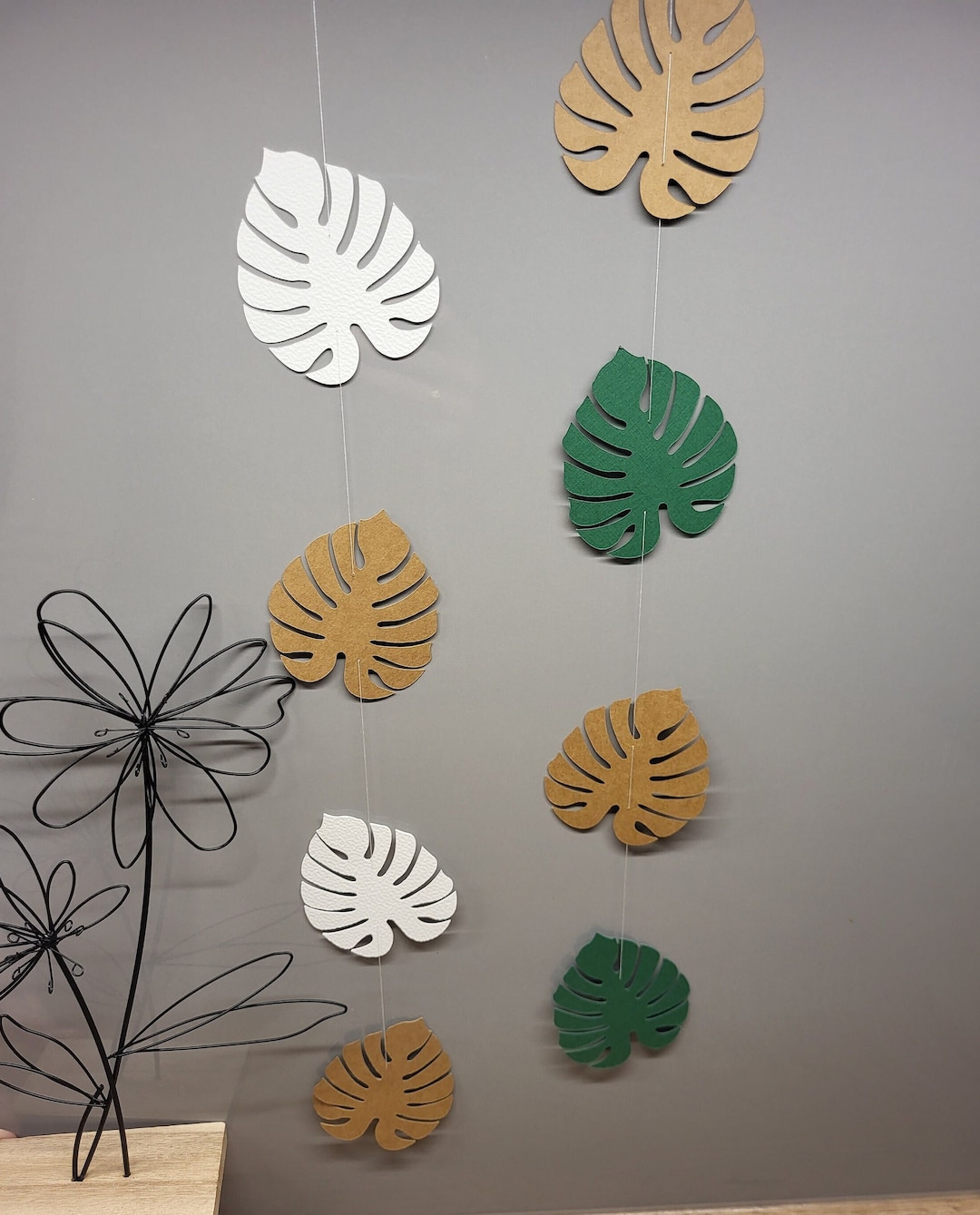 Monstera Leaves Garland, Spring Window Decoration, Door Decoration ...