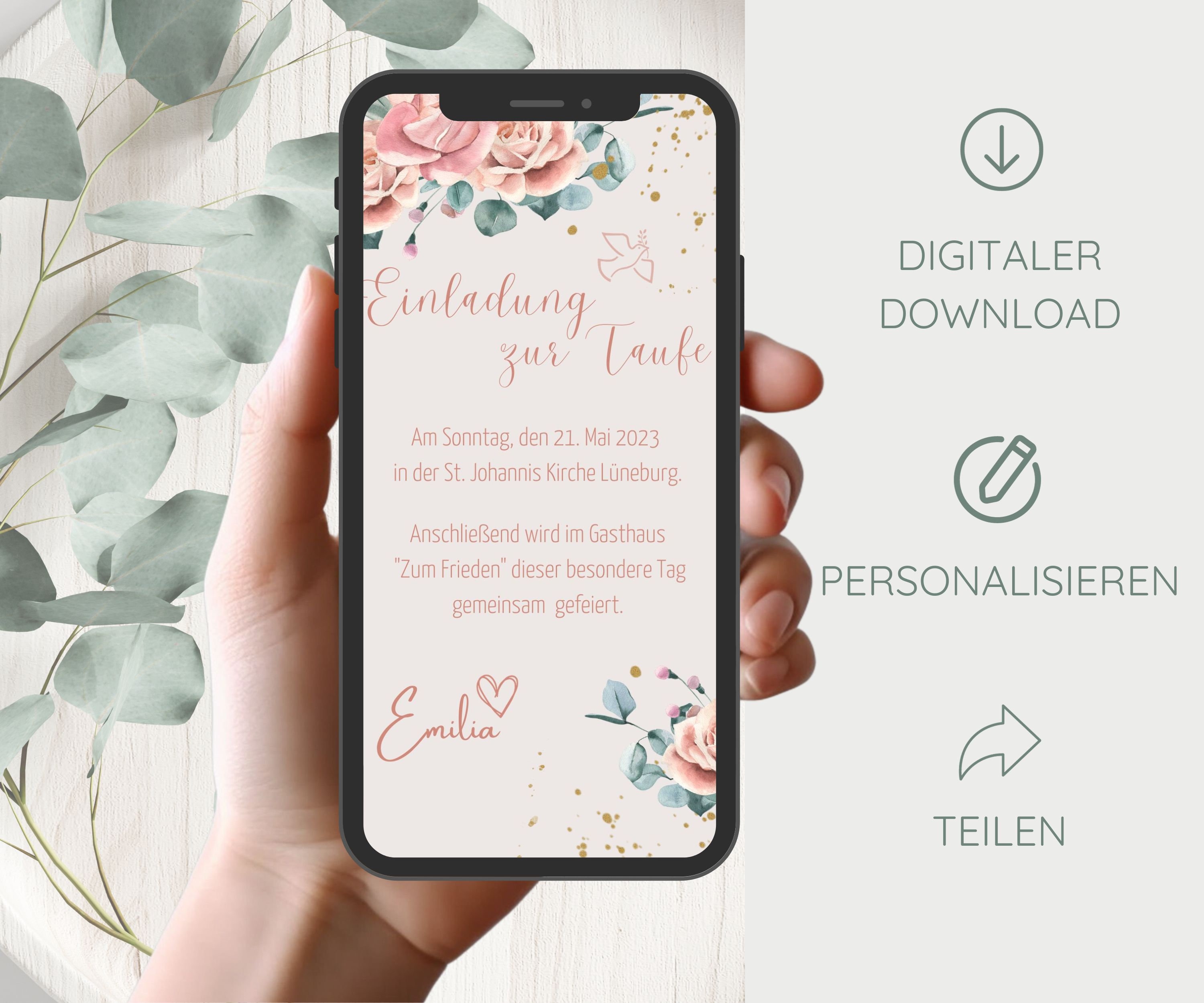 Digital Baptism Invitation With Photo, Personalized Digital Baptism ...