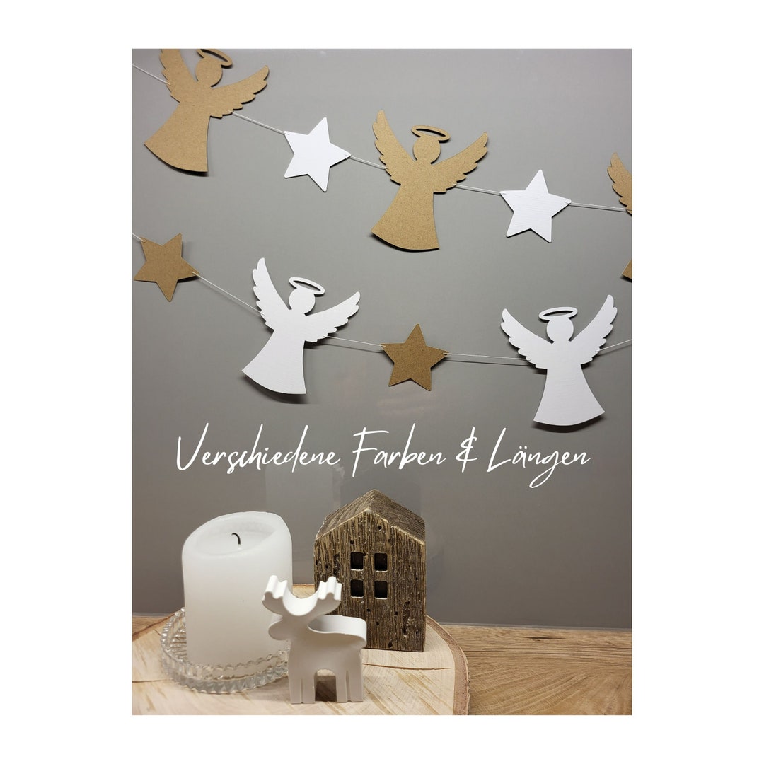 Christmas Garland Angel, Garland With Christmas Angel Stars, Christmas ...