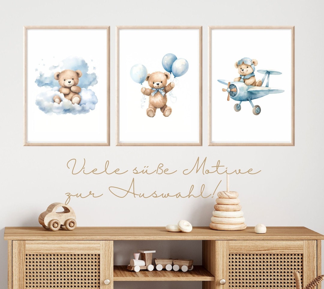 Teddy Poster Blue Boy Set Pictures Children's Room Teddy Poster ...
