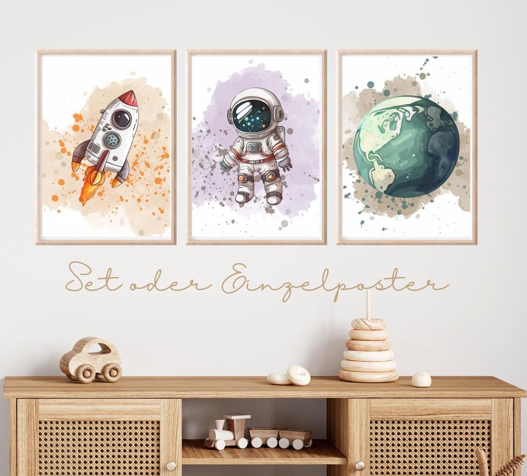 Children's Poster Astronaut Space Poster Set Pictures Astronaut Nursery ...
