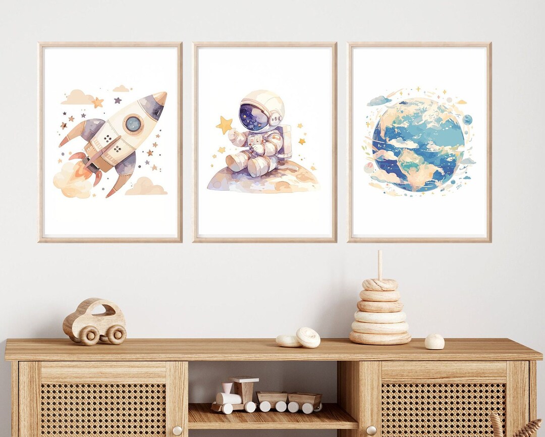 Children's Poster Astronaut Space Poster Set Pictures Astronaut Nursery ...