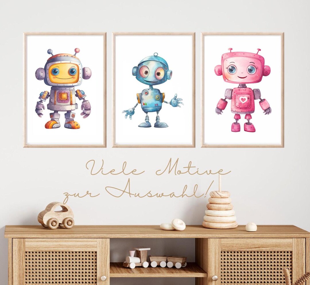 Children's Poster Robot Wall Decoration Children's Room Robot Mural ...