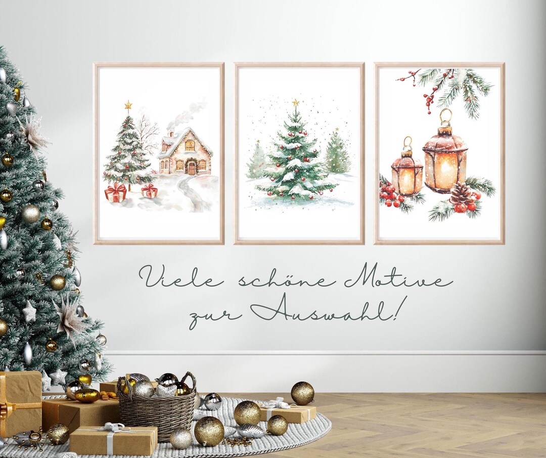 Poster Set Christmas Pictures Wall Decoration Gift Christmas Poster Set ...