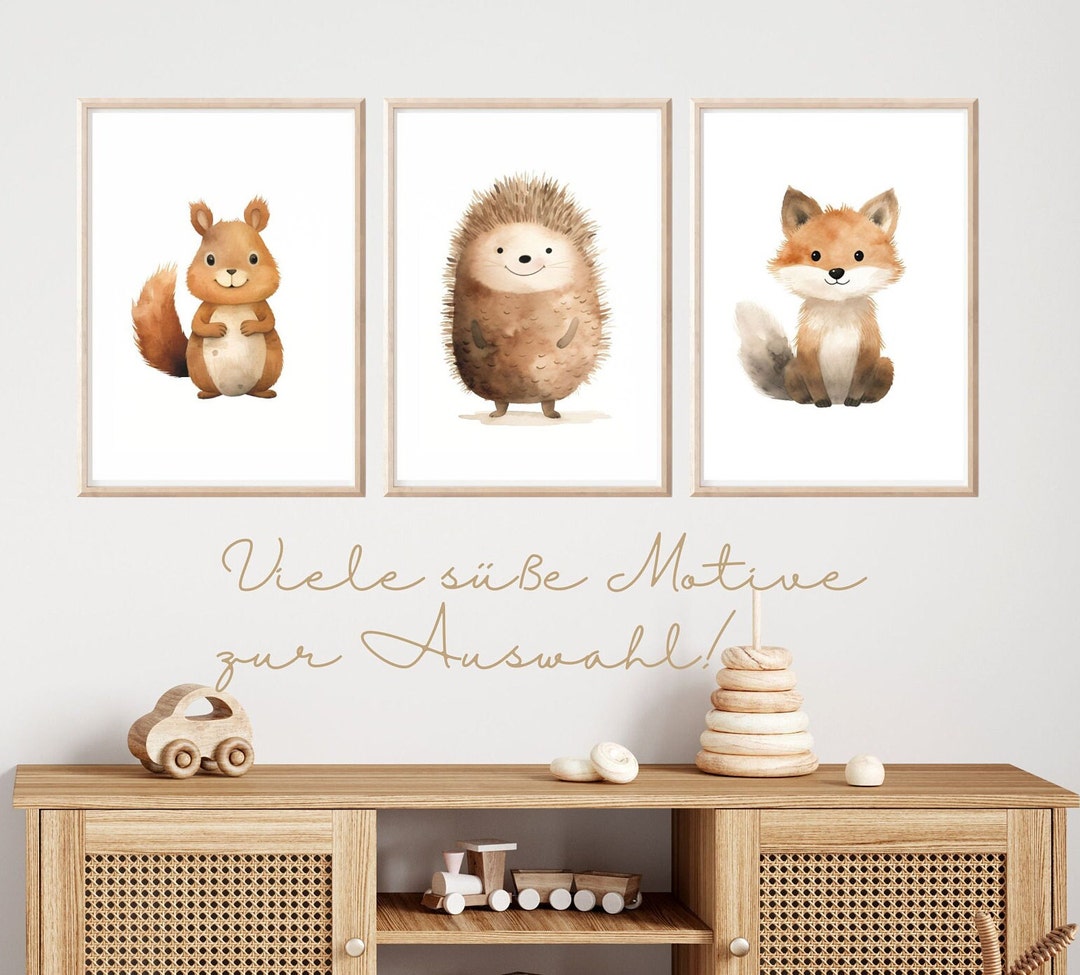 Forest Animals Poster, Set or Individual, Pictures Nursery Room Forest ...