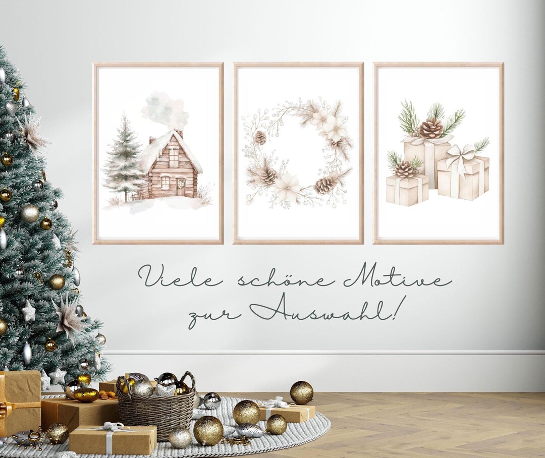 Poster Set Christmas Pictures Wall Decoration Gift Christmas Poster Set ...