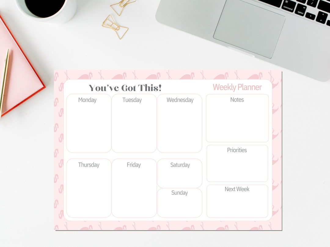 Printable Weekly Desk Planner, Digital Weekly Desk Planner - Etsy