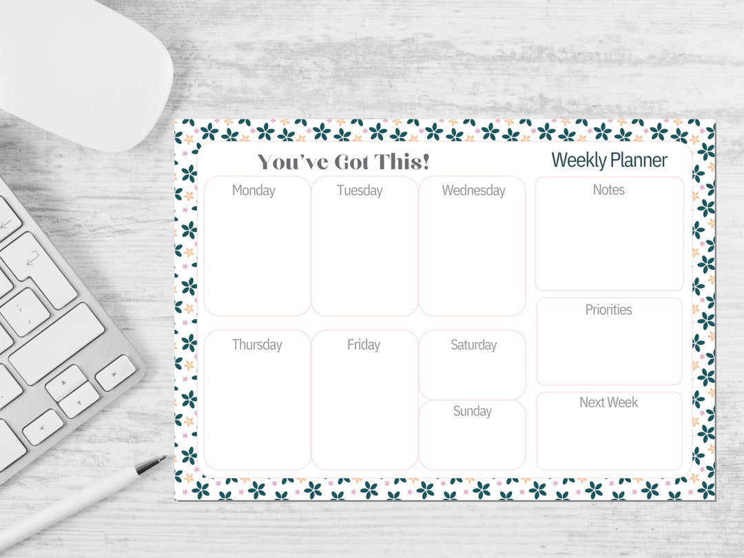 Printable Weekly Desk Planner, Digital Weekly Desk Planner - Etsy
