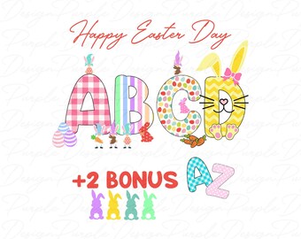 Easter Alphabet Letters PNG Bundle, Easter Eggs, Spring Floral, Easter ...