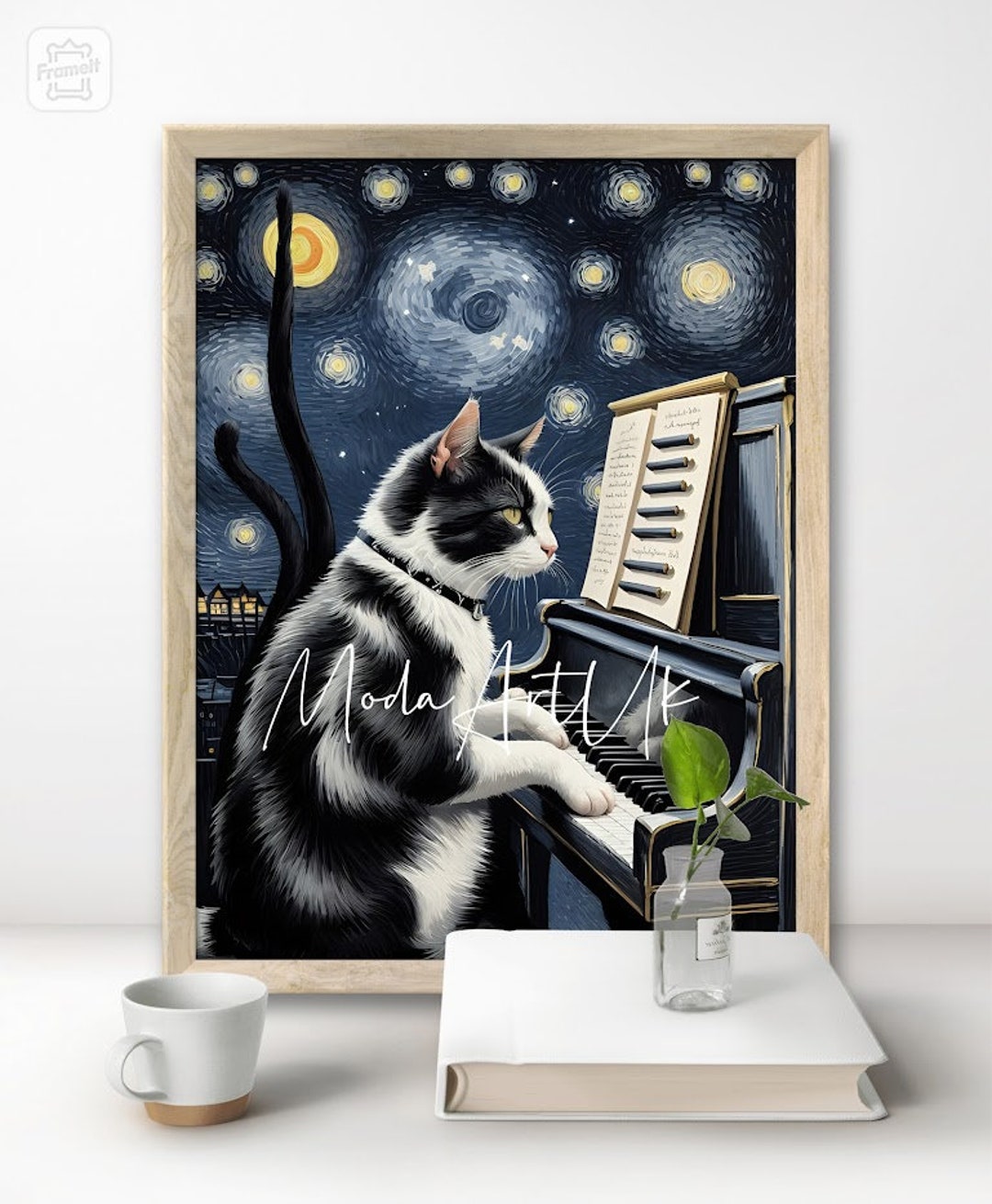 Cat Playing Piano Digital Print Instant Download - Etsy