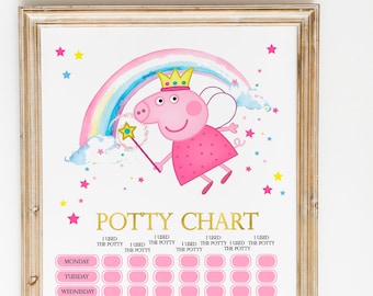 Peppa Pig Potty Chart, Peppa Training Chart for Girls, Toddler Chart ...