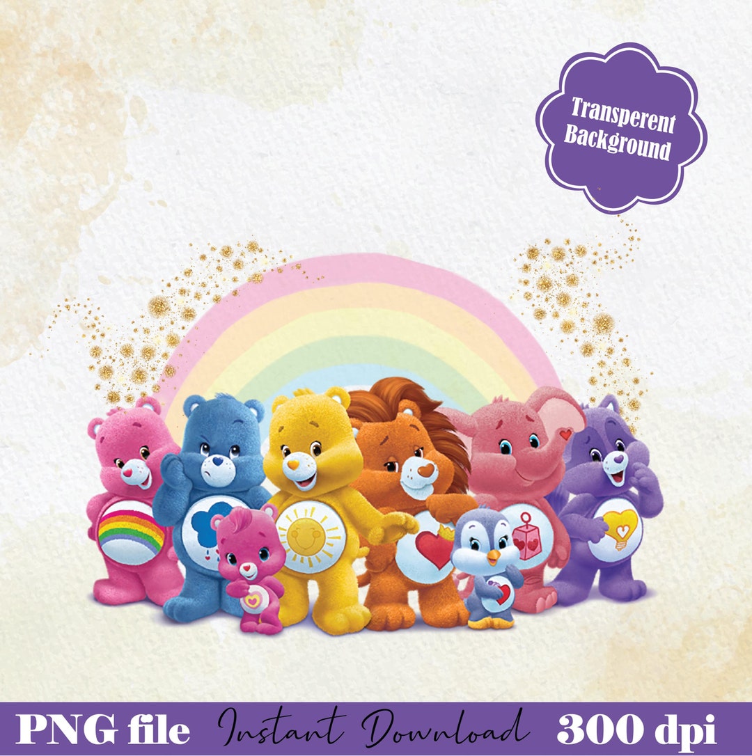 Care Bears Clipart: Rainbow Watercolor Illustration (PNG, Silhouette ...