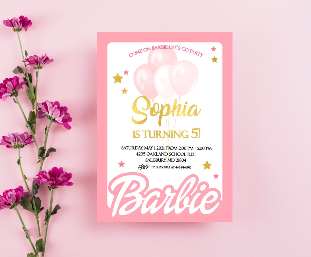 Pink Doll Birthday Invitations, Come on Lets Go Party Inviation, Pink ...