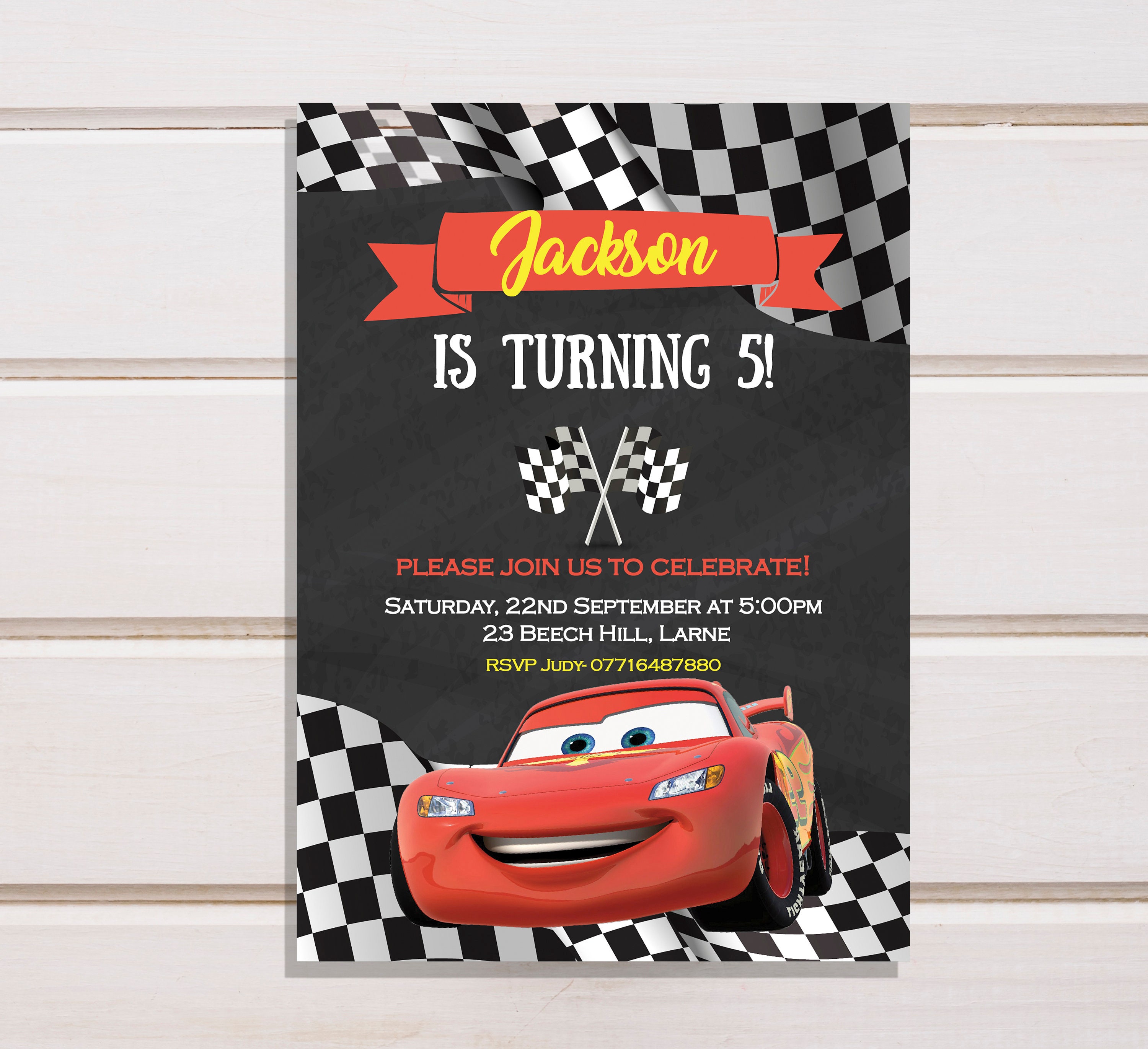 Lightning Mcqueen Birthday Invitation: Cars Party Invites (JPEG File ...