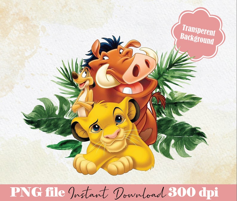 Lion King Clipart: Simba, Timon & Pumbaa PNG (instant Download) - Etsy