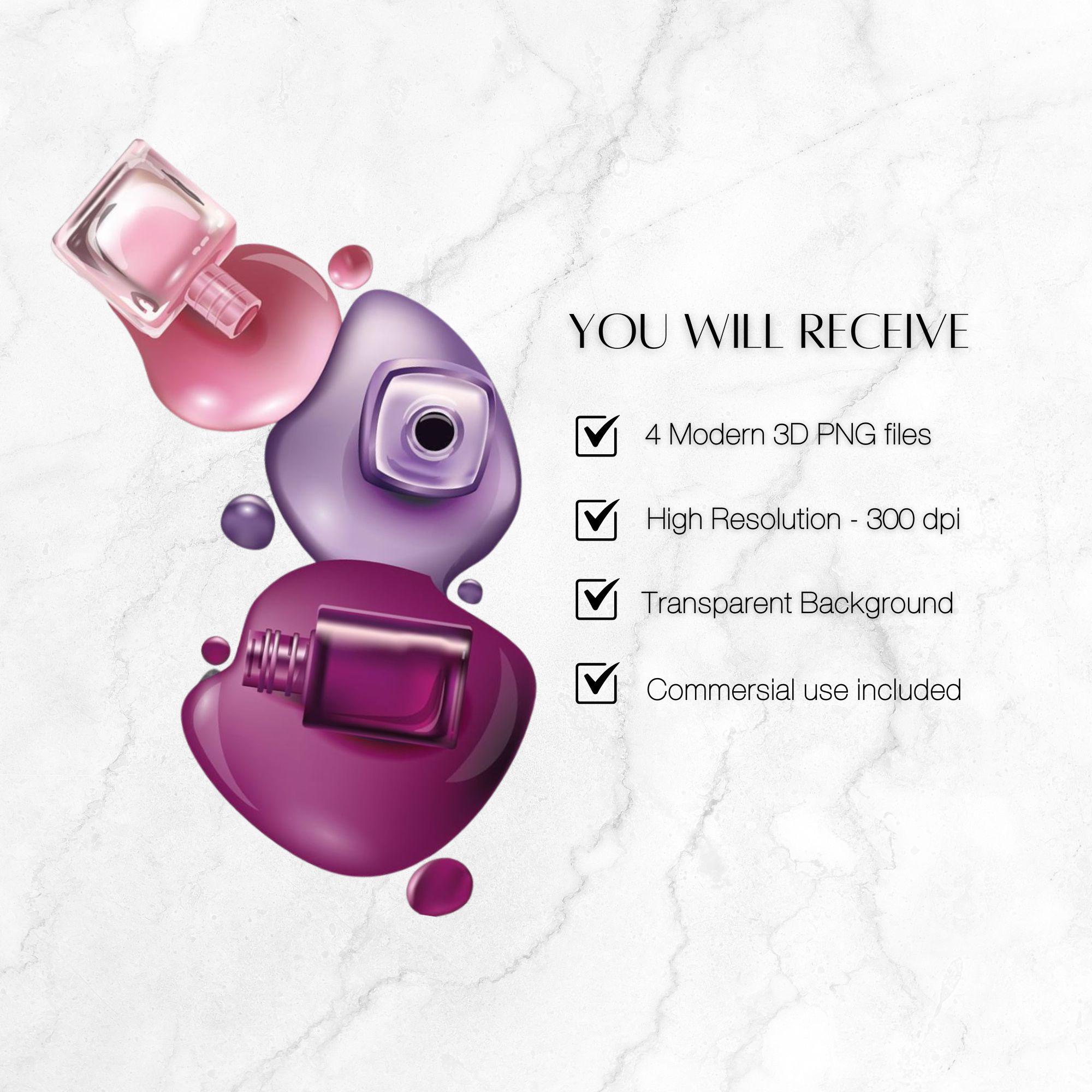 3D Nail Polish Clip Art: Beauty Design Elements (PNG) - Etsy