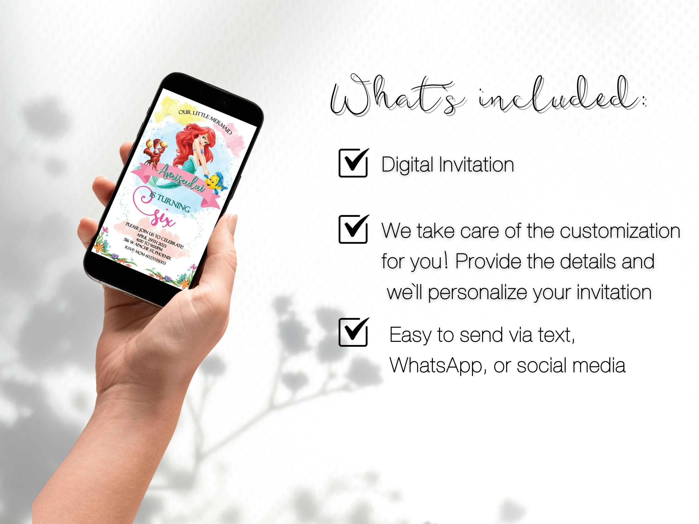 The Little Mermaid Mobile Invitation Electronic Ariel Party Invites ...