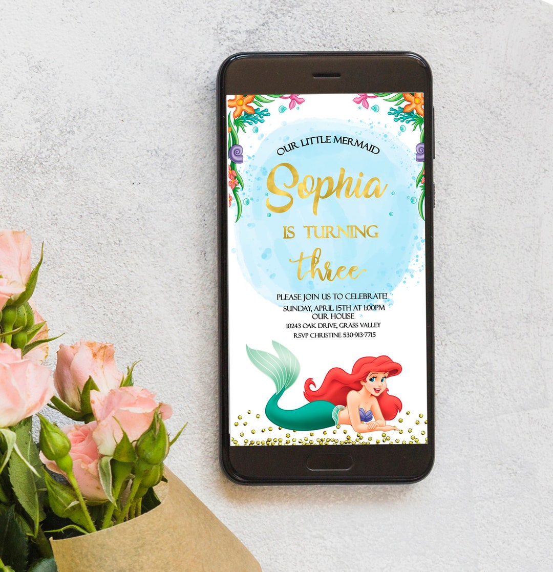 The Little Mermaid Text Invitation, Ariel Evite, Under the Sea Birthday ...