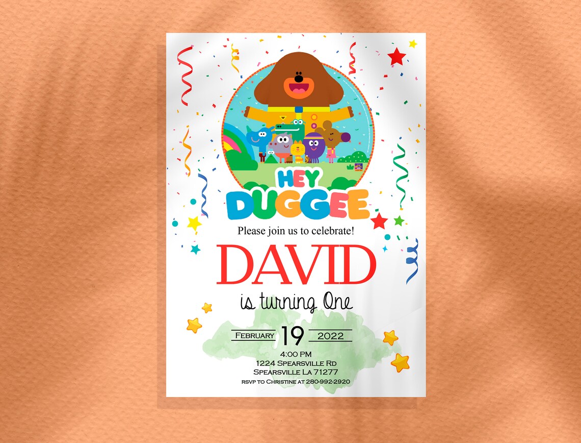 Digital Hey Duggee Birthday Invitations Hey Duggee Invites - Etsy