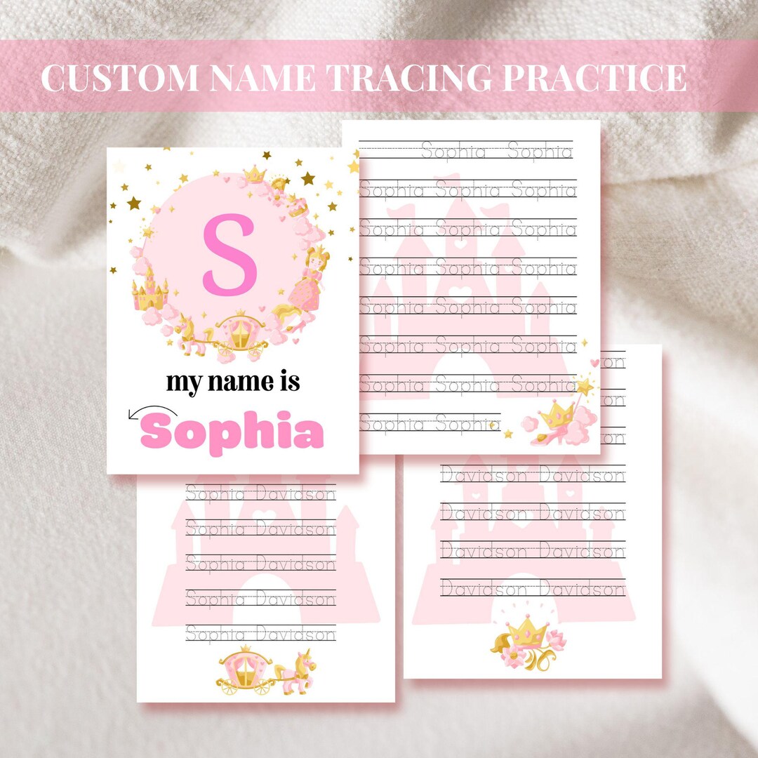 Princess Theme Name Practice Sheets, Printable Toddler Name Writing ...