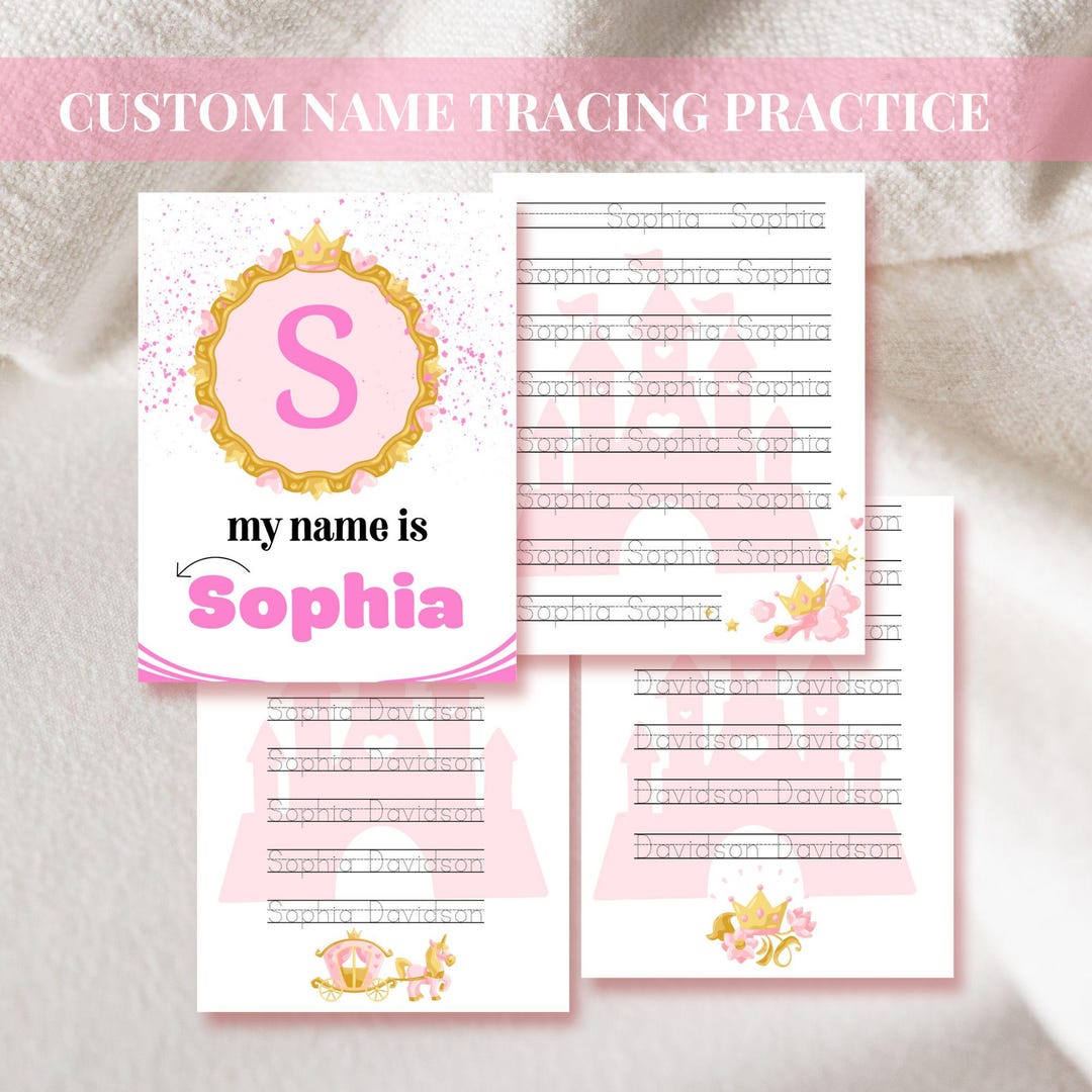 Princess Name Tracing Worksheet: Custom Handwriting Practice (digital ...