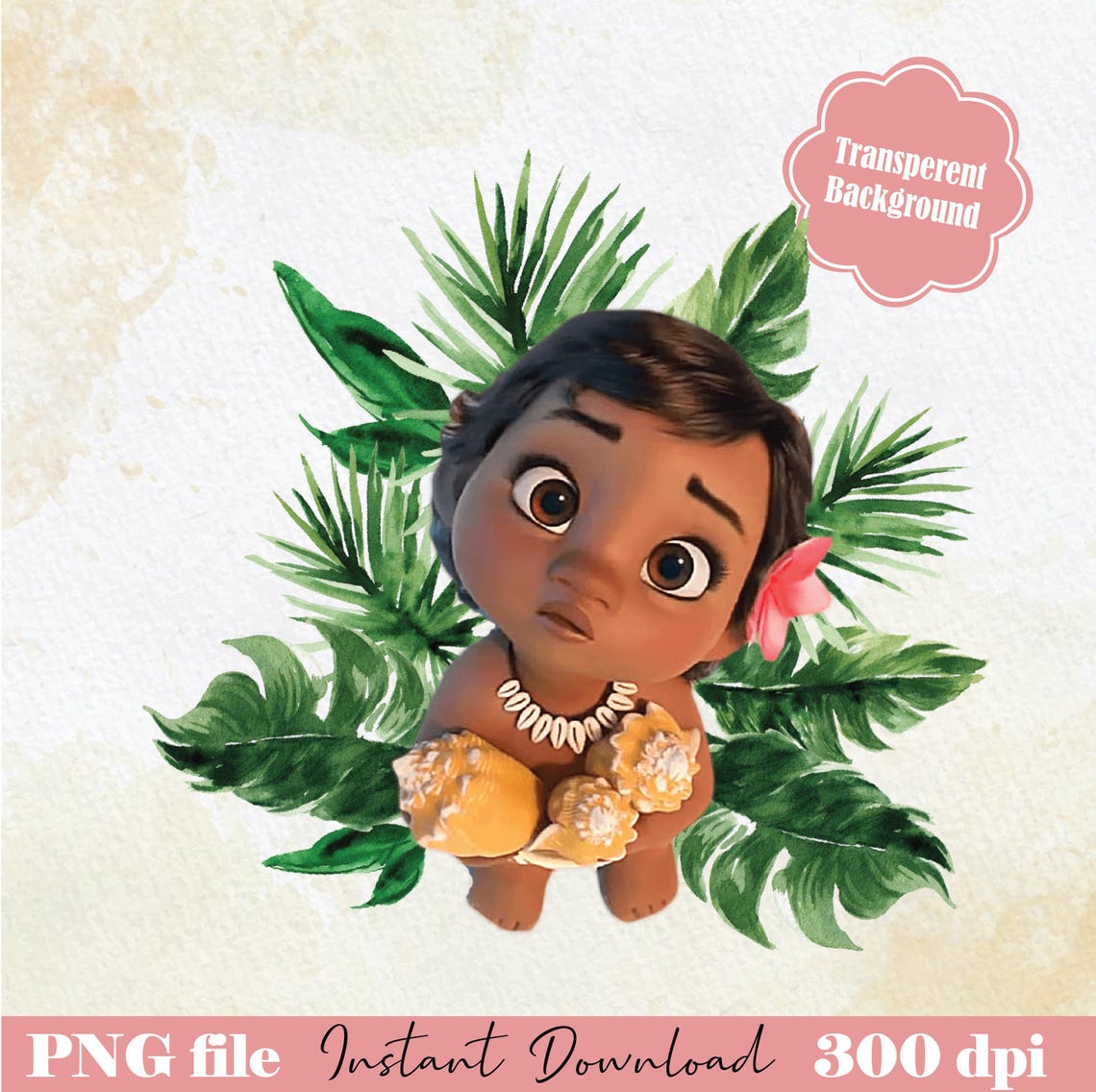 Baby Moana Clipart Baby Moana PNG File Princess Moana Digital ...