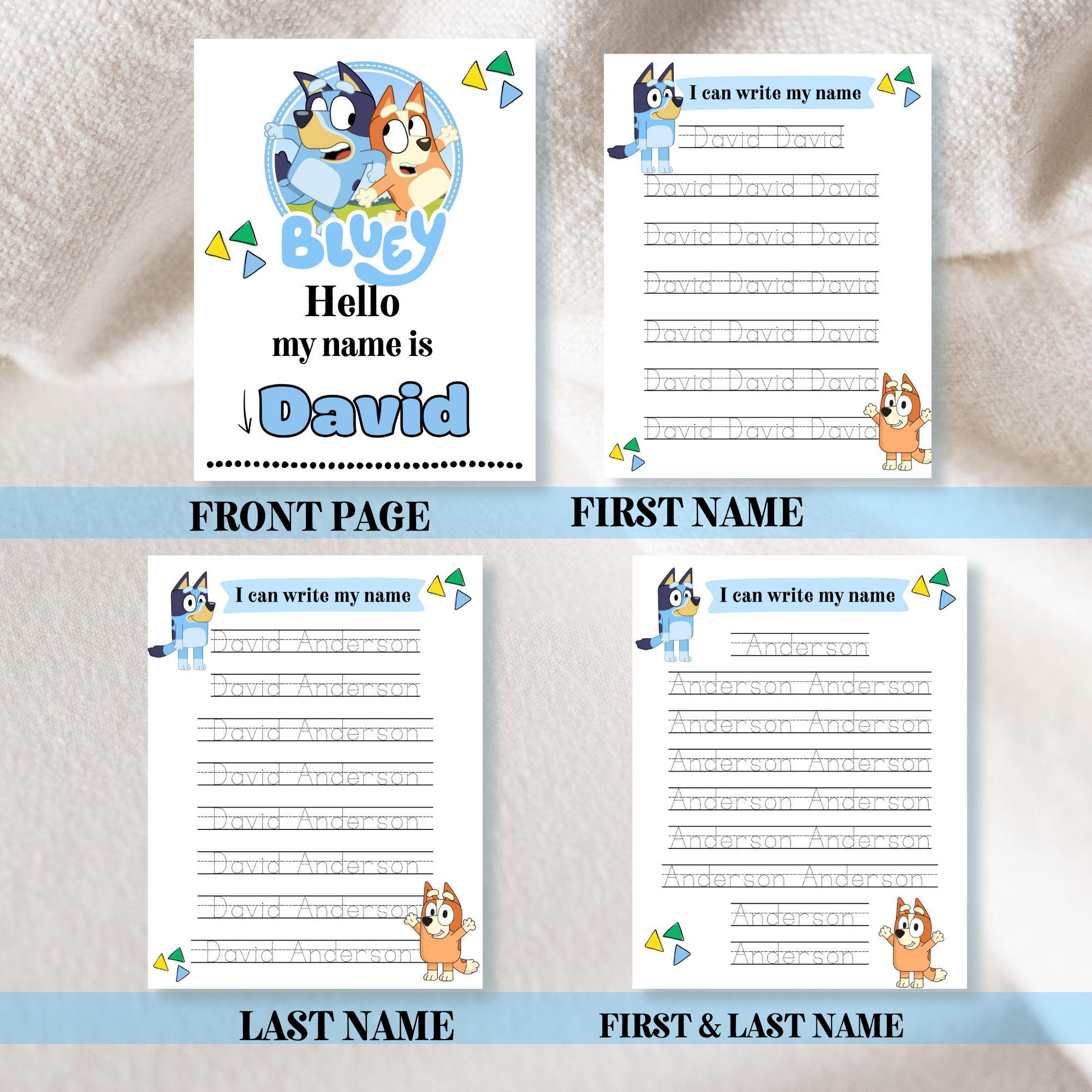 Bluey Name Tracing Worksheet: Handwriting Practice (digital File ...