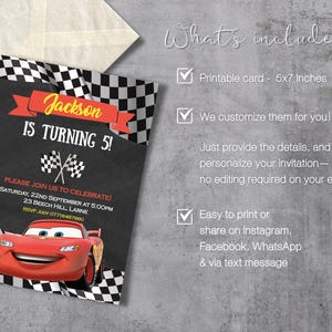 Lightning Mcqueen Birthday Invitation: Cars Party Invites (JPEG File ...