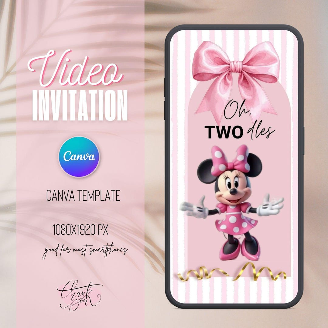 Oh Twodles Minnie Mouse Animated Invitation With Photo - (customizable ...