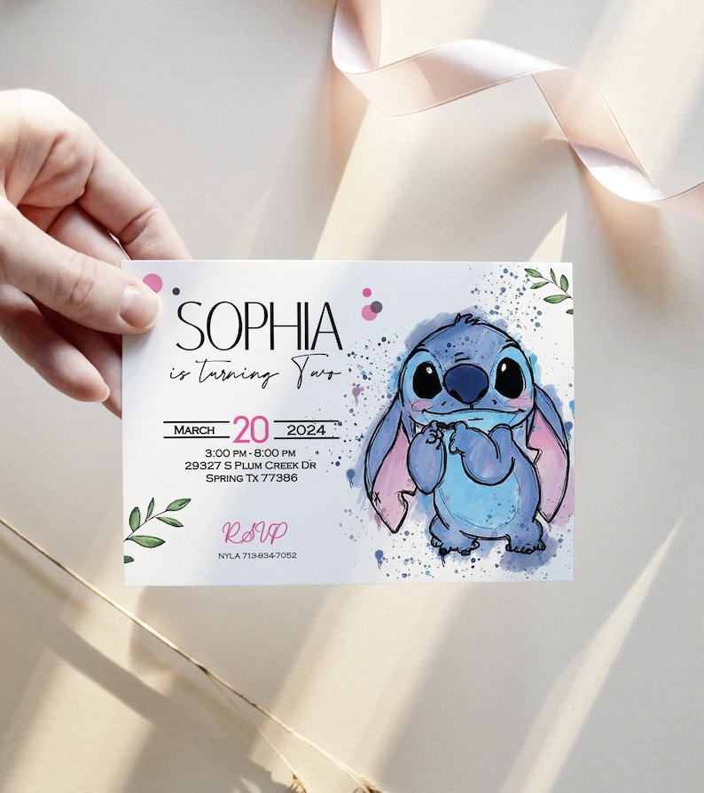 Printable Stitch Birthday Invitation for Girls, Stitch Invitation ...