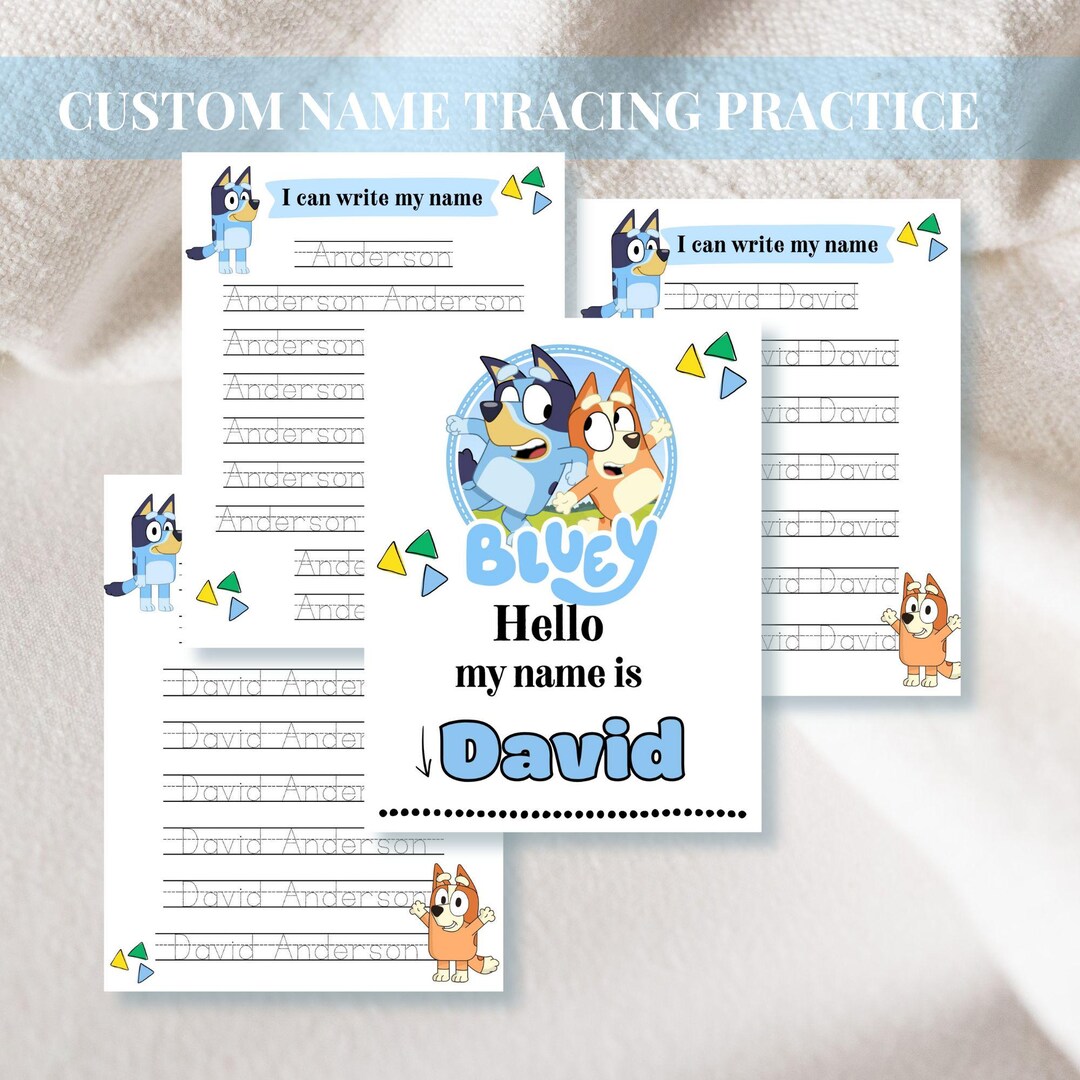 Bluey Name Tracing Worksheet: Handwriting Practice (digital File ...