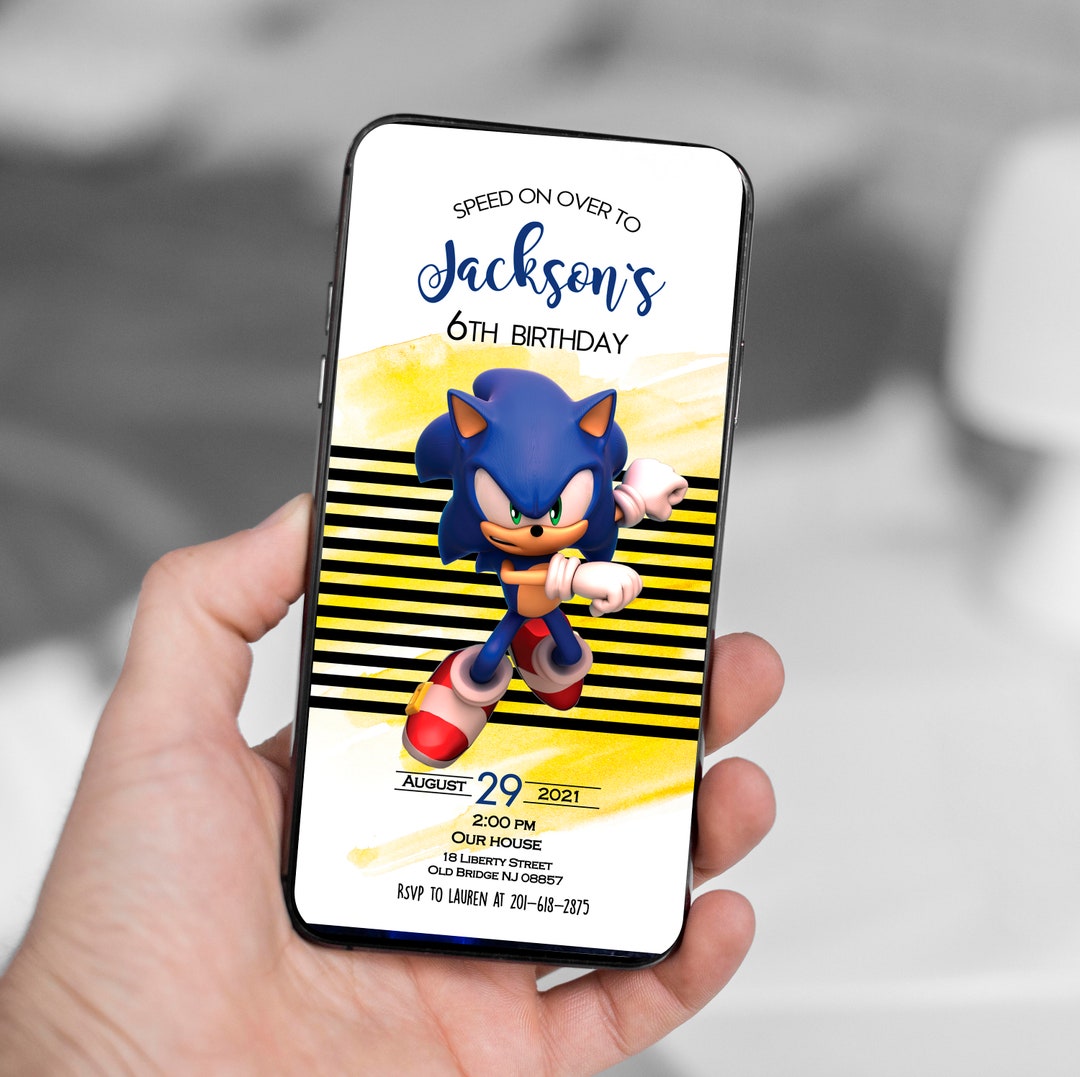 Electronic Sonic Invitation, Sonic the Hedgehog Birthday Invitation ...