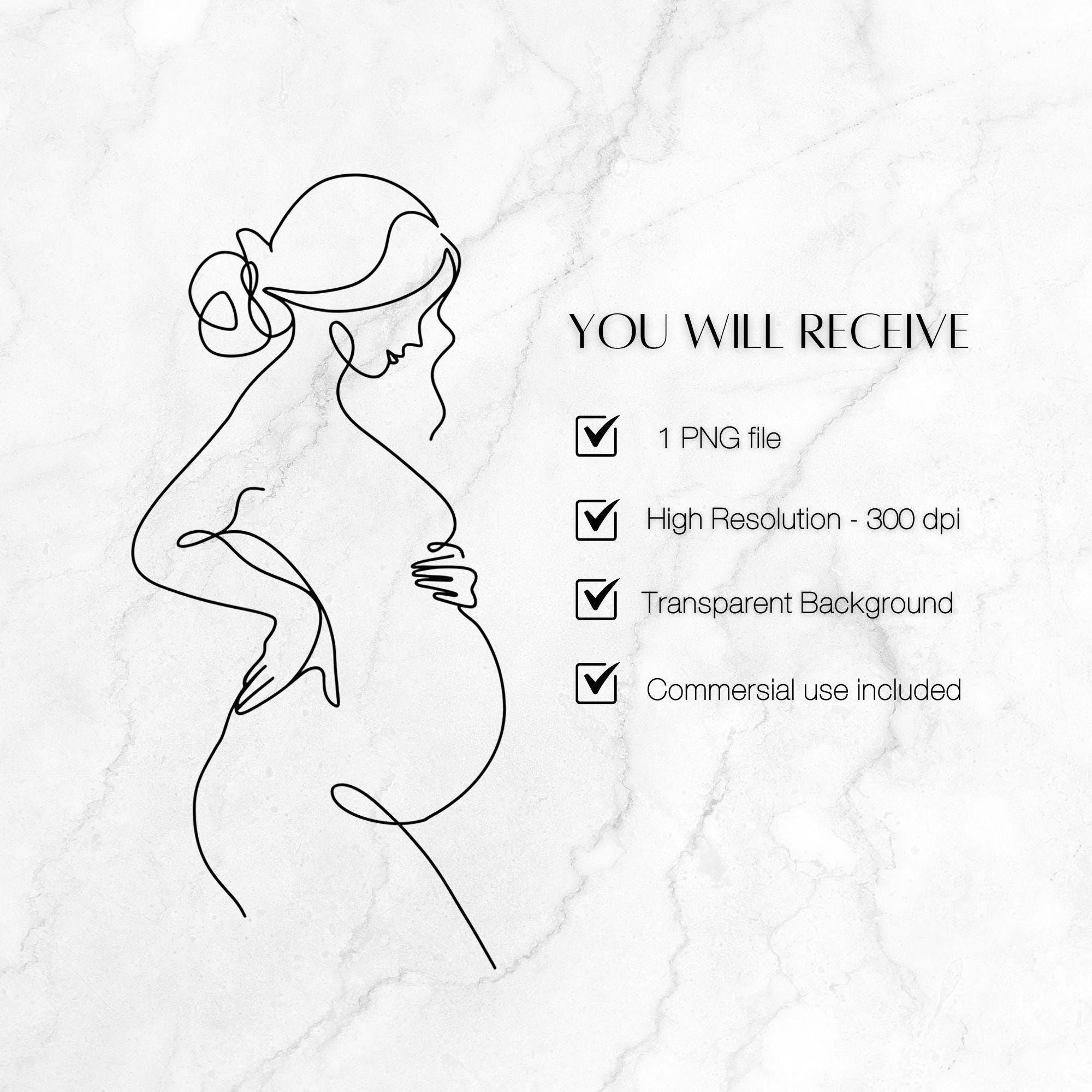 Pregnant Woman Line Art: Abstract Belly Illustration (PNG File) - Etsy