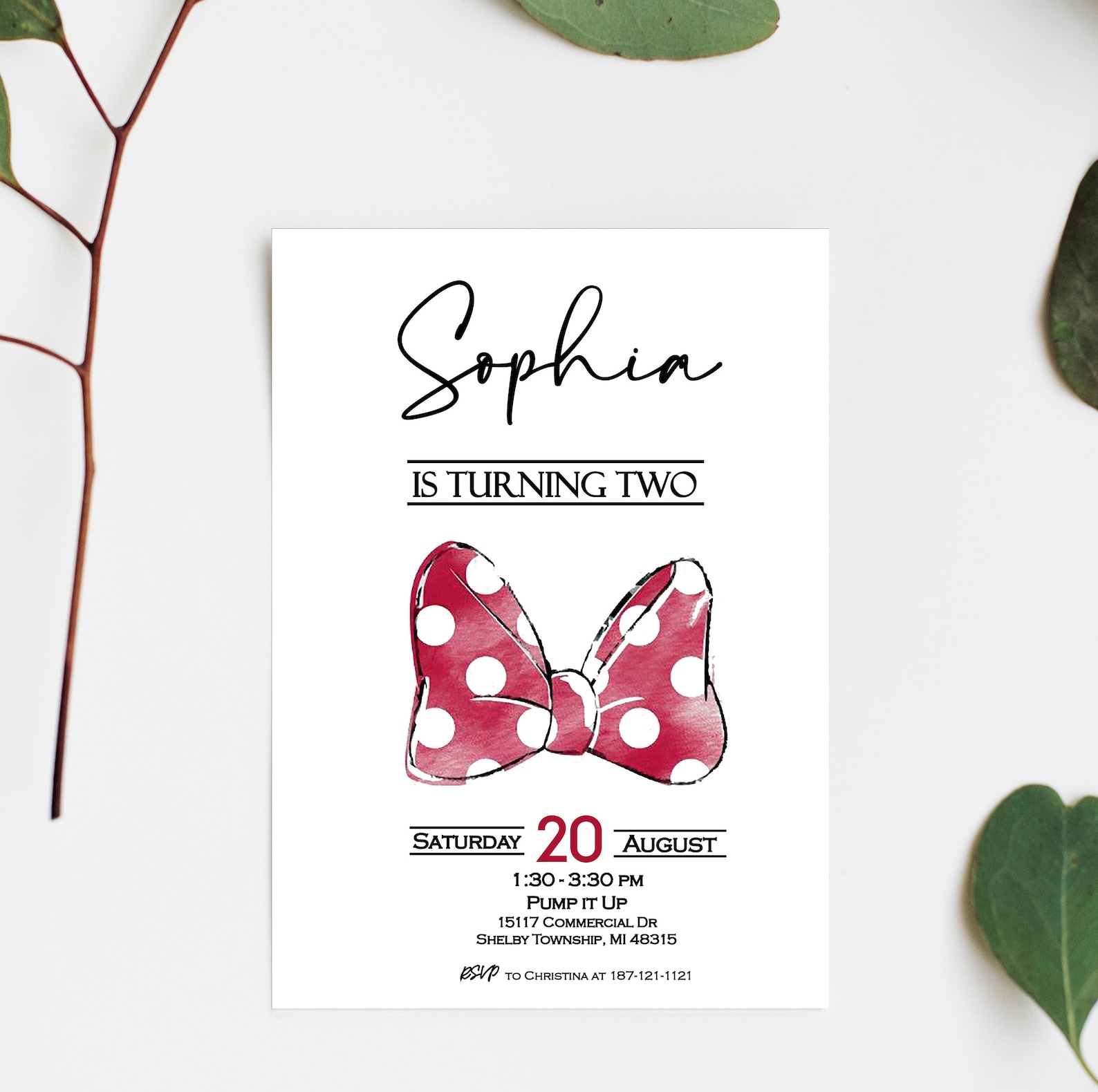 Minnie Mouse Birthday Invitation, Minnie Mouse Invite, Minnie Bow ...