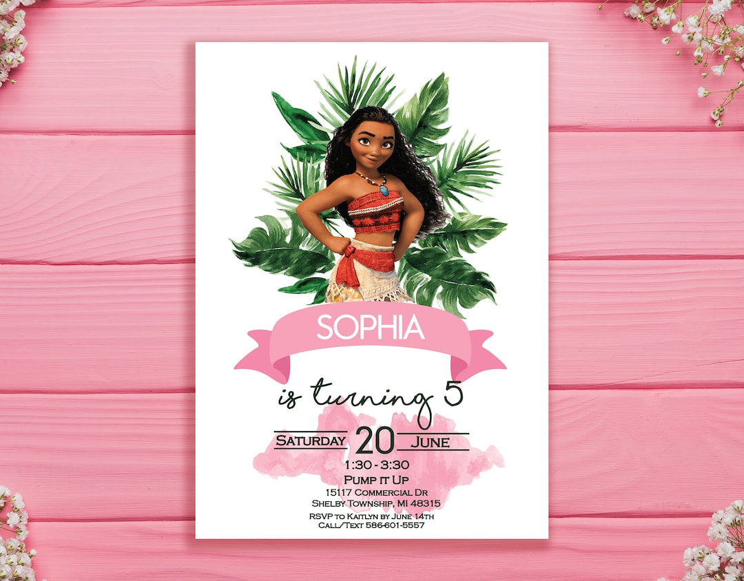 Moana Birthday Invitations, Moana Invitation, Moana Party Invites ...