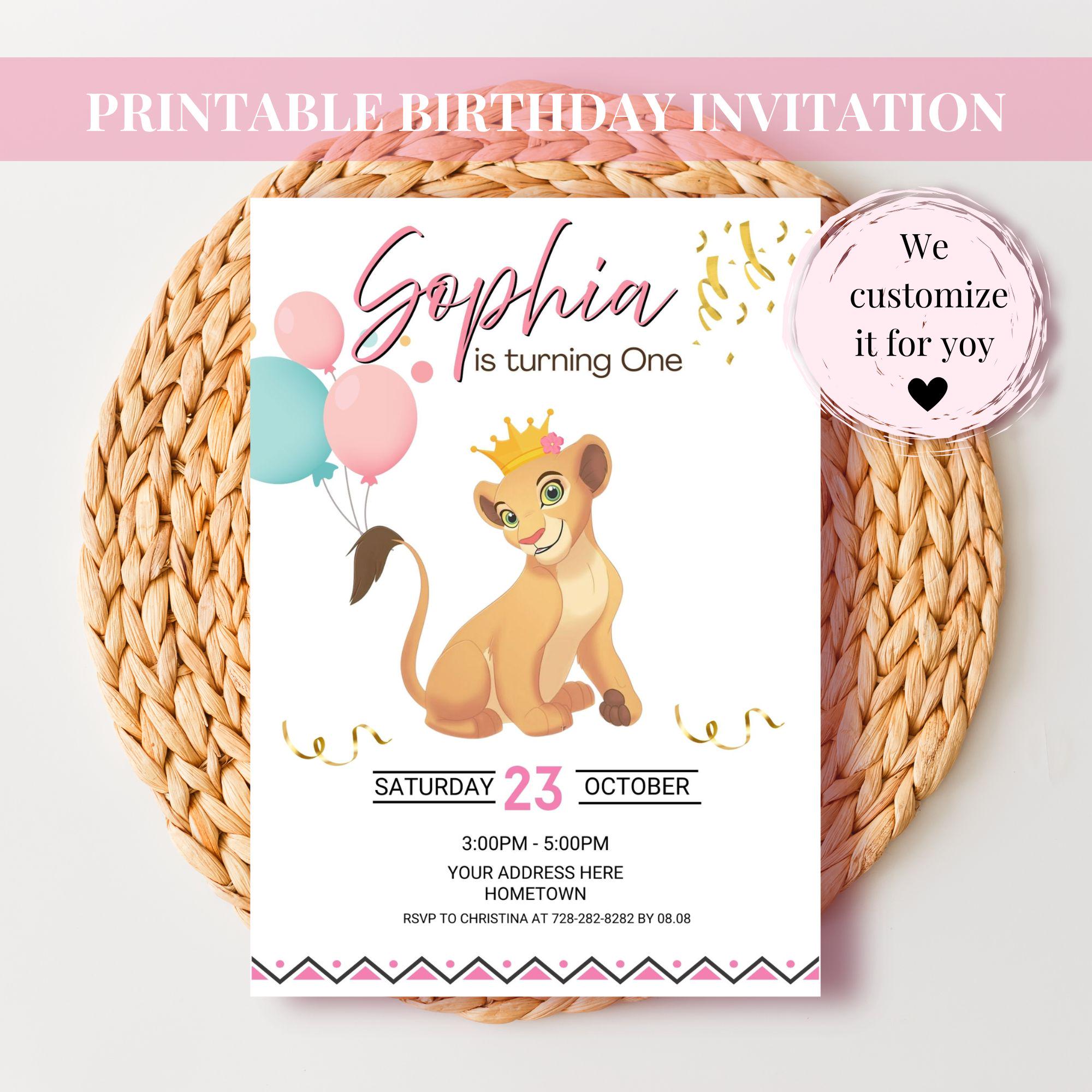 Nala Lion King Birthday Invitation: Safari Jungle Theme (digital) - Etsy