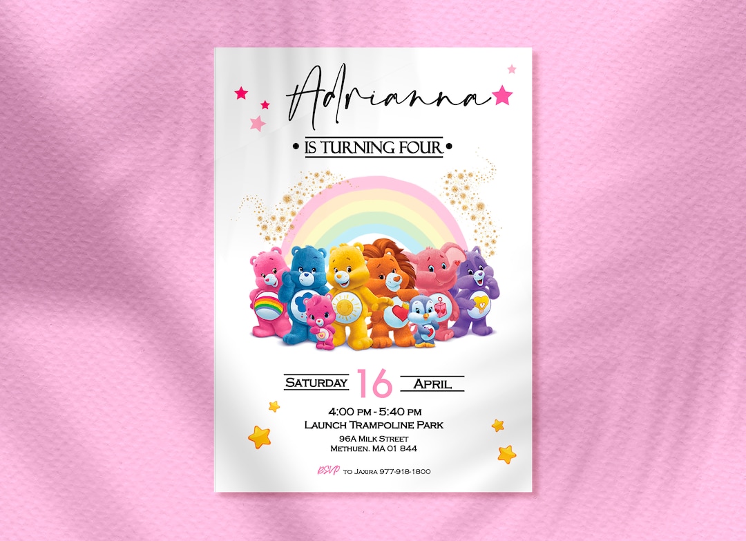 Care Bears Birthday Invitations, Care Bears Invitations, Paste Colors ...