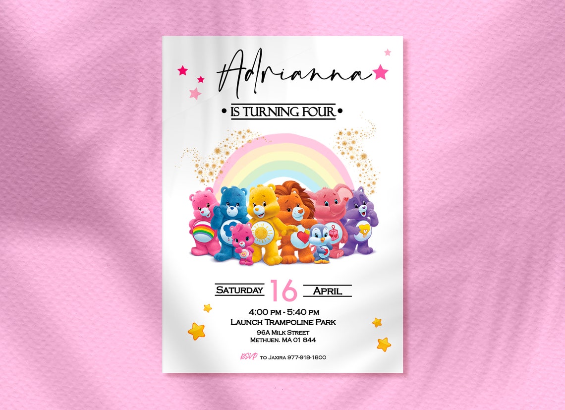 Care Bears Birthday Invitations, Care Bears Invitations, Paste Colors ...