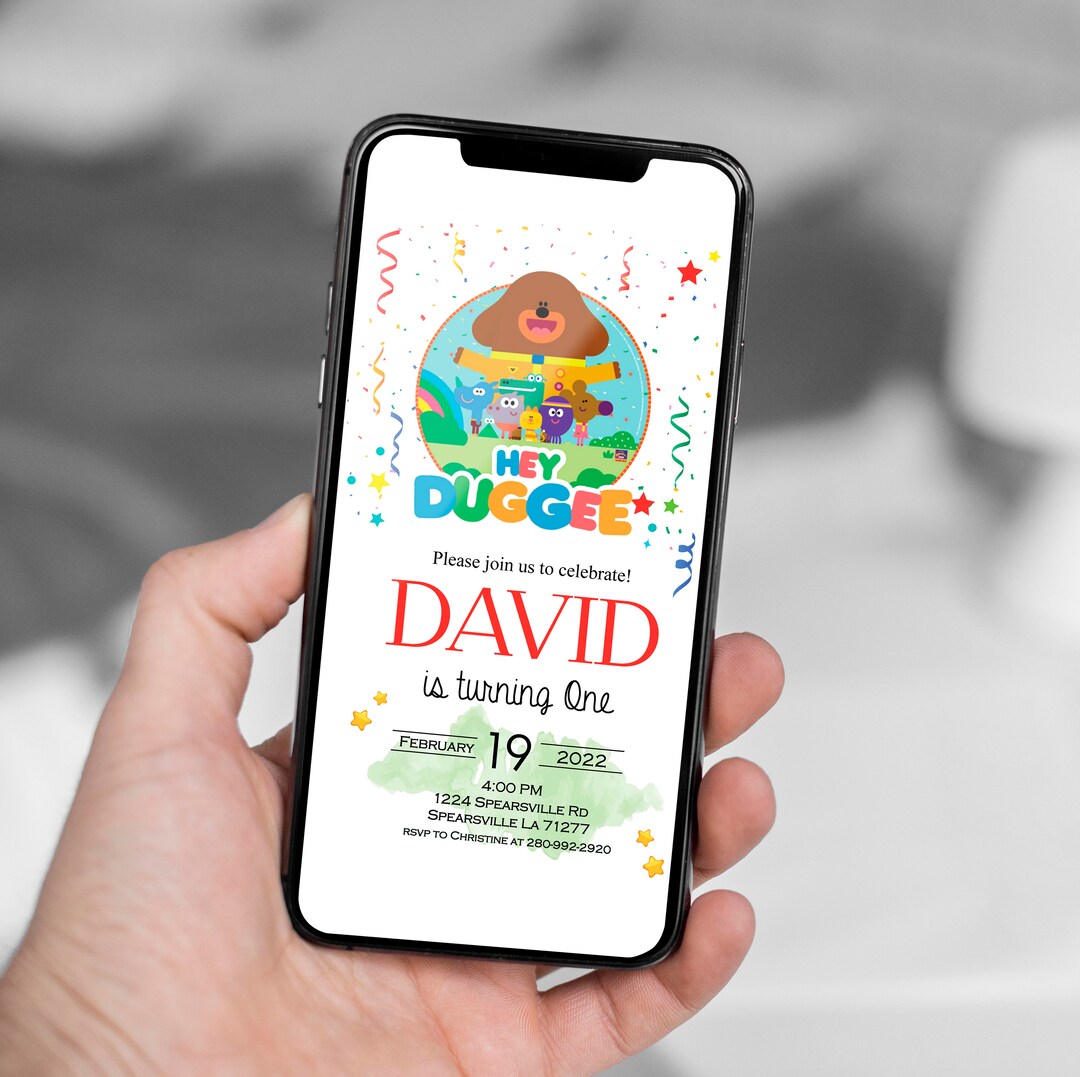 Hey Duggee Birthday Invitation: Puppy Party Phone Evite (JPEG) - Etsy UK