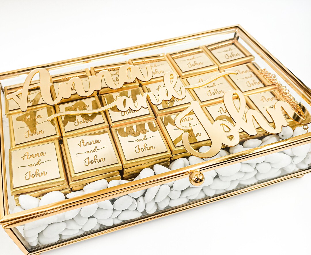 Special Glass Box Chocolate, Gold Acrylic Mirrored Neapolitan Chocolate ...