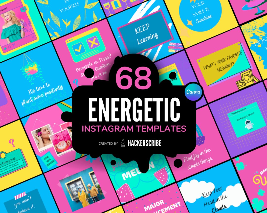 Colorful Instagram Template Canva, Bright Instagram Post Ideas, Fun ...