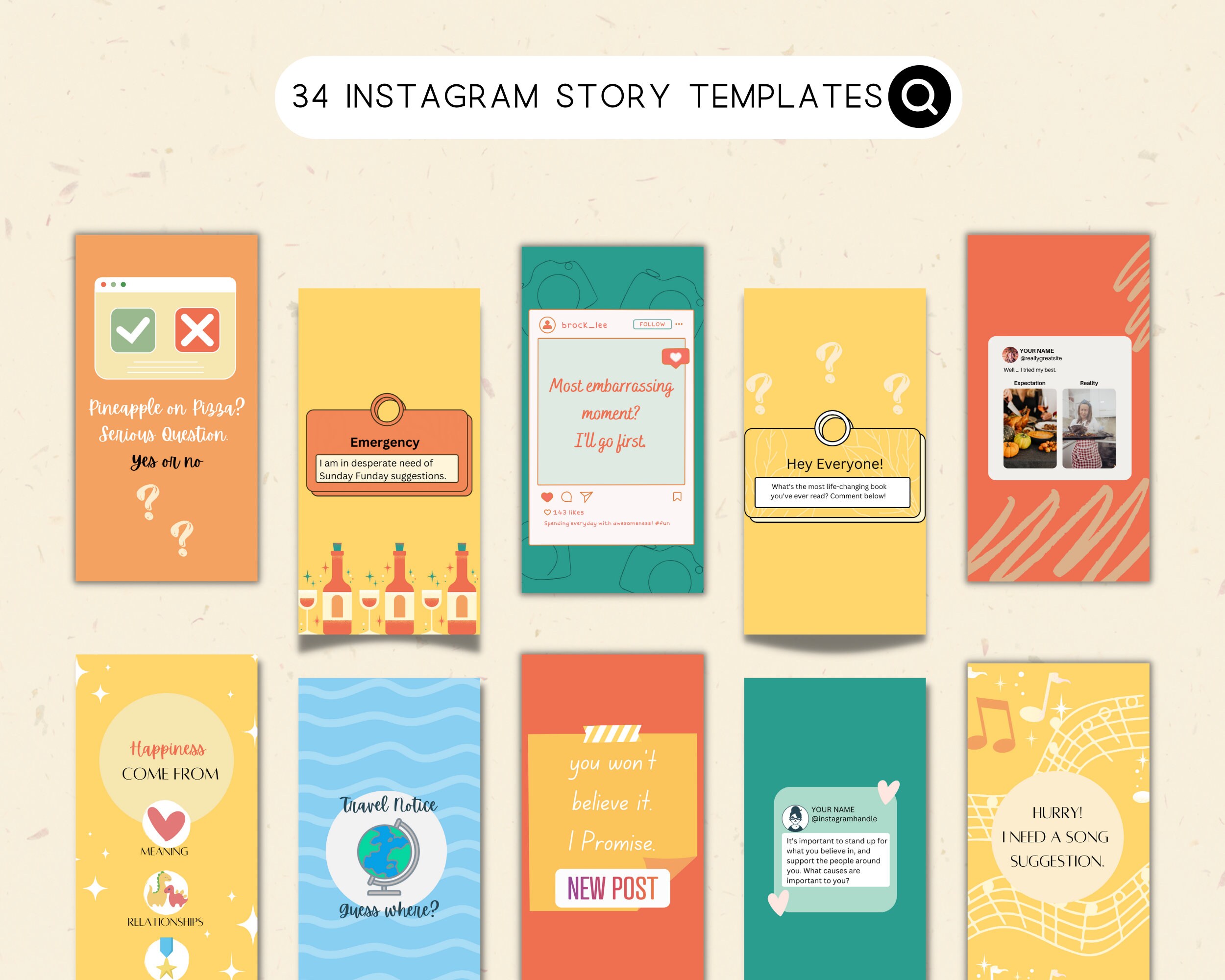 Colorful Instagram Template Canva, Bright Instagram Post Ideas, Fun ...