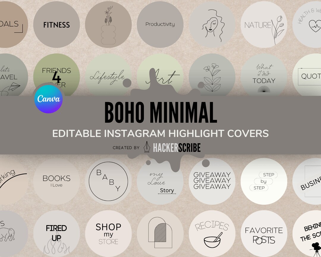 50 Boho Instagram Highlight Covers, Neutral Story Instagram Highlights ...